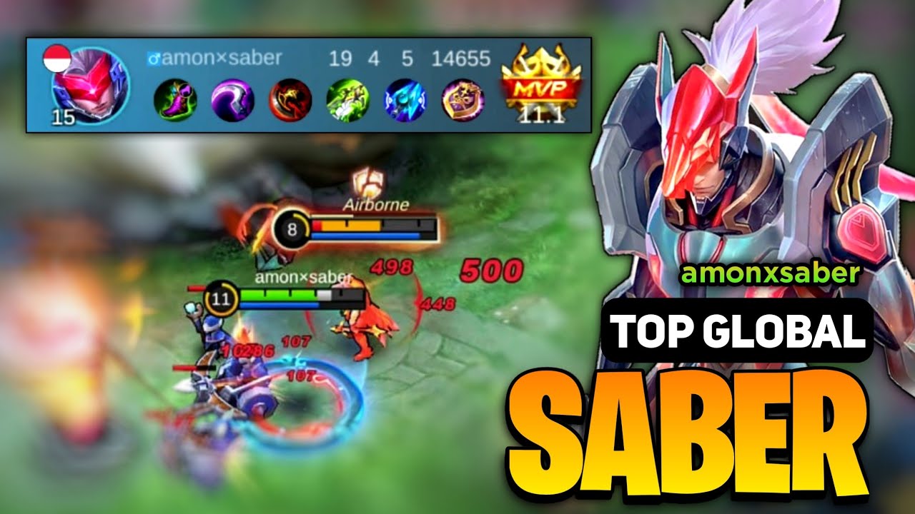 Saber Best Build 2023 [ Saber Top Global Gameplay ] By saberxamon ...