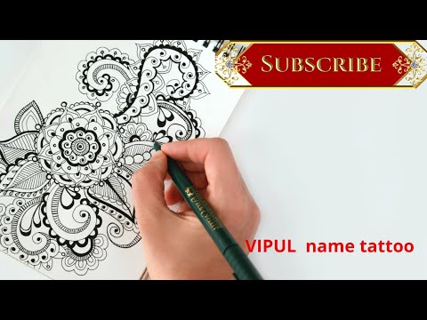 How to write VIPUL name tattoo with red pen by HER ARTS || simple and ...