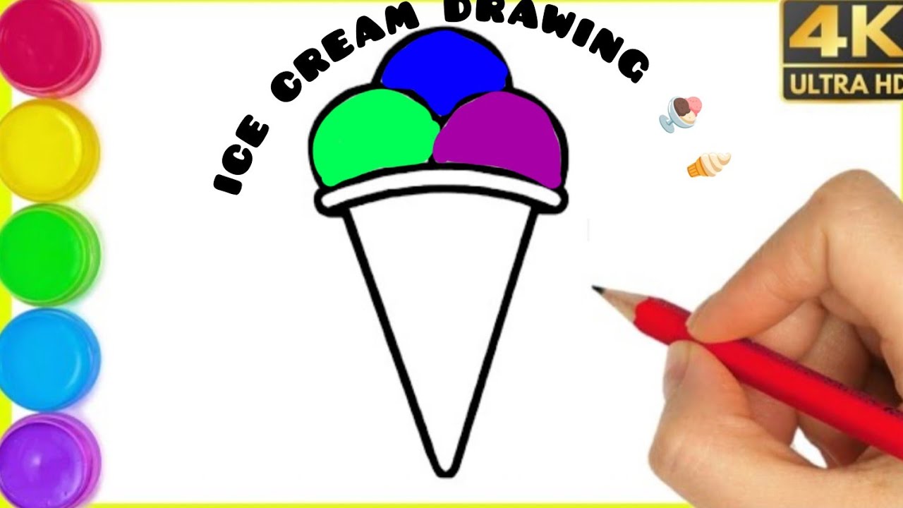 Cute 🍨🍦🍦🍨 Cream Drawing | How to draw a cute Ice cream with colour easy ...