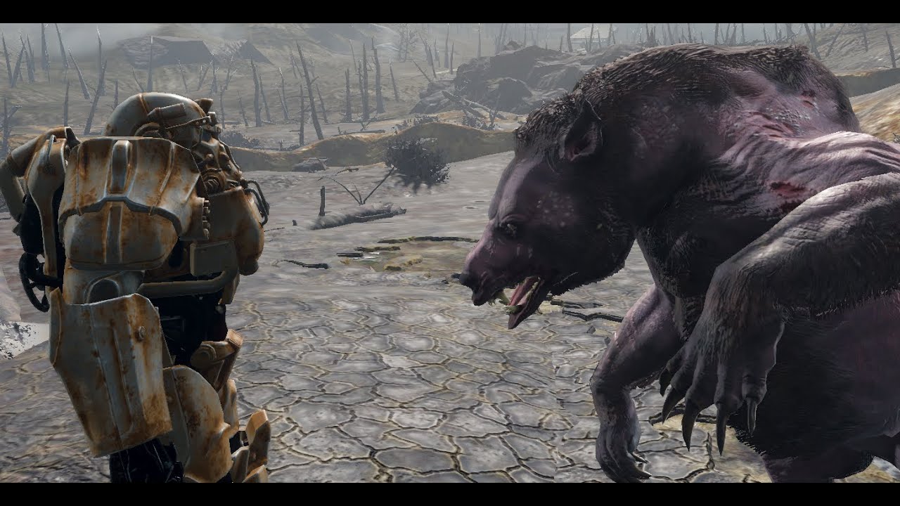 FALLOUT T60 POWER ARMOR VS MUTATED BEAR - YouTube