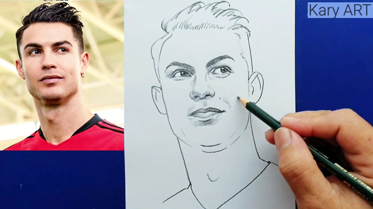 Realistic drawing Ronaldo face - YouTube