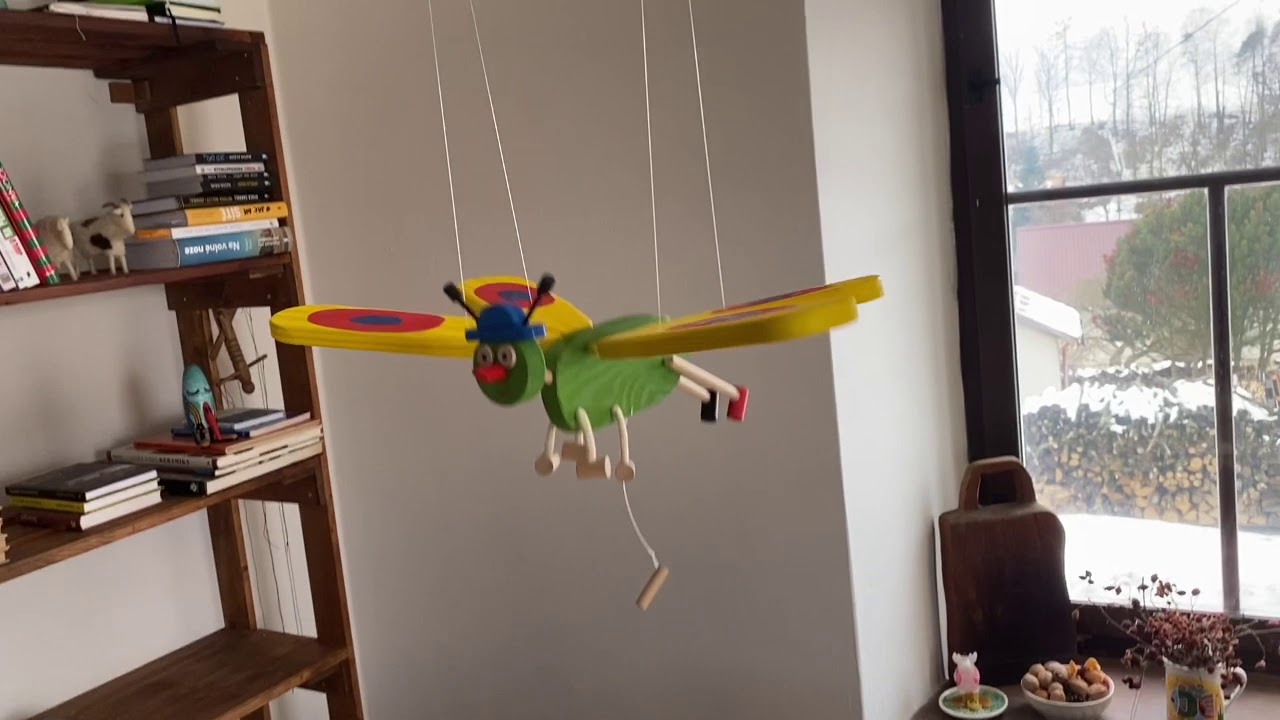 Flying Yellow Butterfly Wooden Mobile Toy - YouTube
