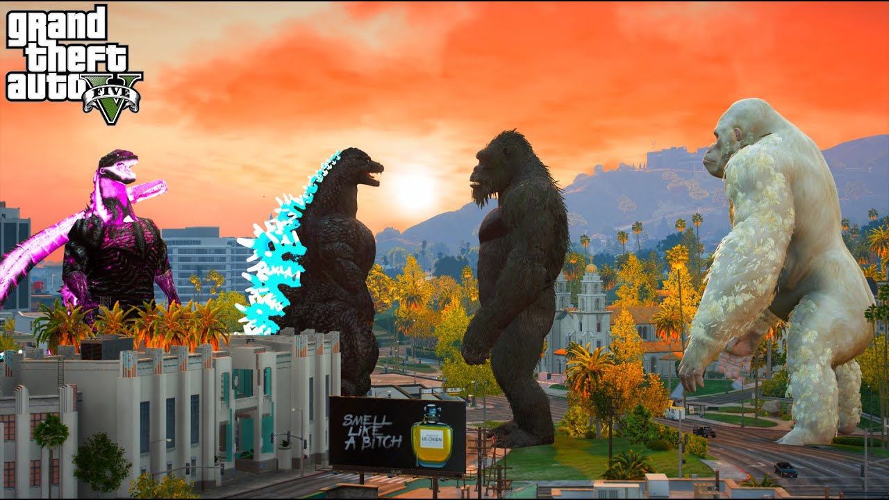 Shin Godzilla and Heisei Godzilla vs Giant George and Kong - GTA 5 Mods ...