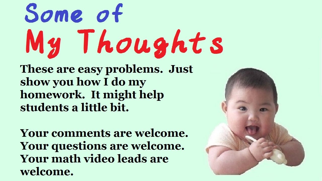 【MY SOLUTION 45】Some of My Thoughts -- My homework - YouTube