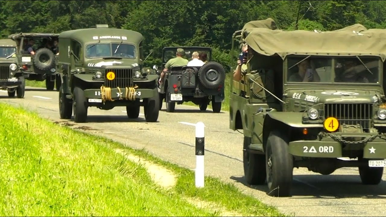 D-Day Sisseln 2023 Convoy | Dodge WC 54, WC 53 Carryall, Willys Jeep MB, Kaiser, Pinzgauer 710 ...