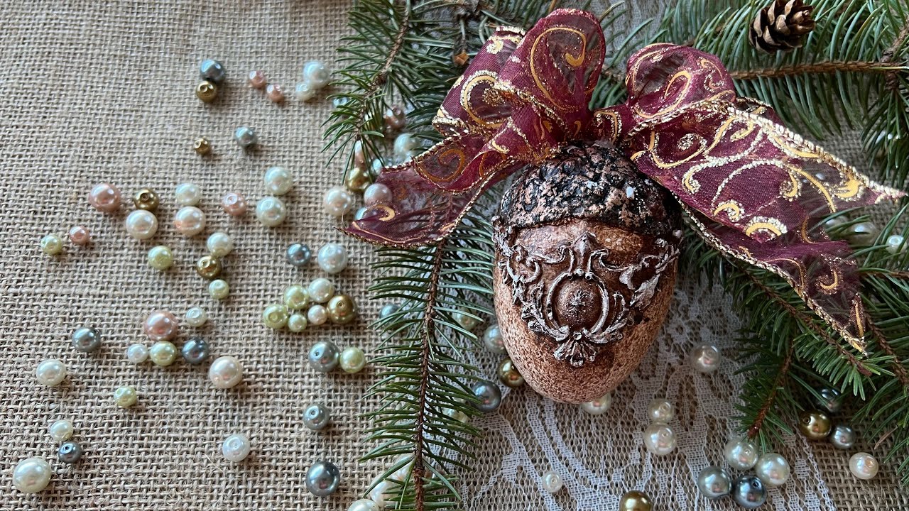 Papier-mâché Christmas Acorns. Christmas tree ornaments - YouTube