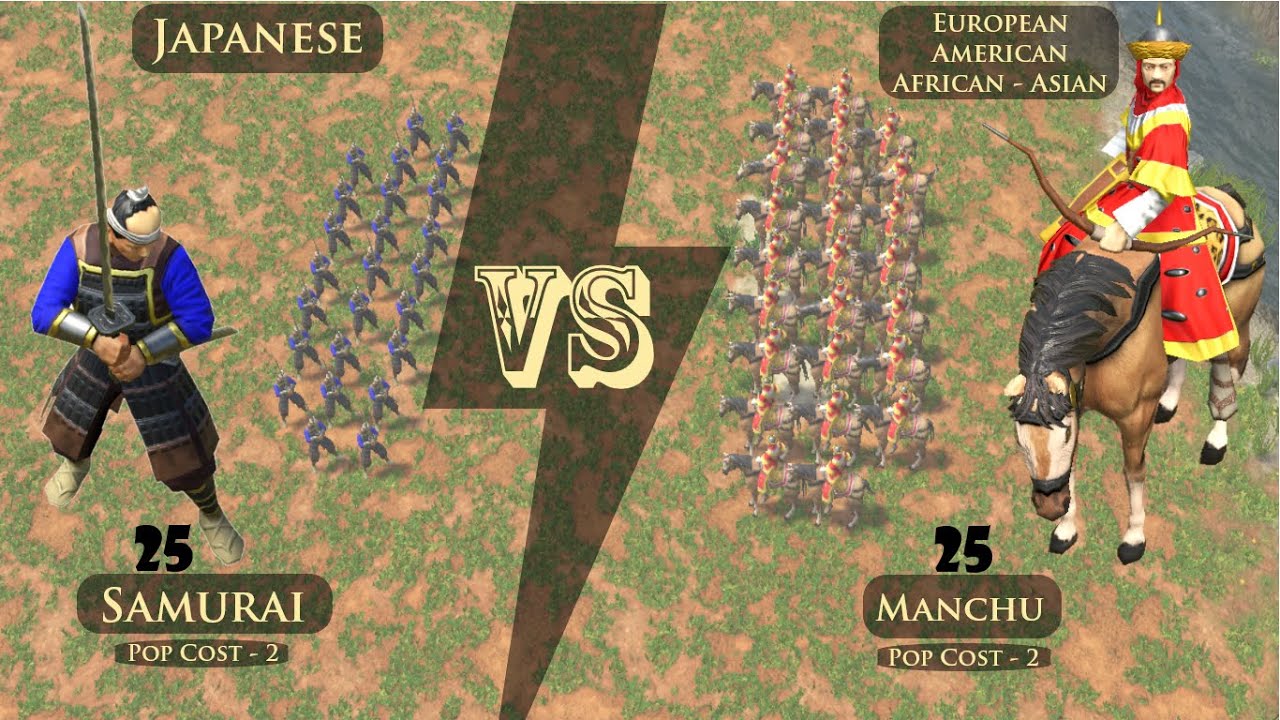 25 Samurai vs 25 Manchu | Unique Units | Age Of Empires III Definitive ...