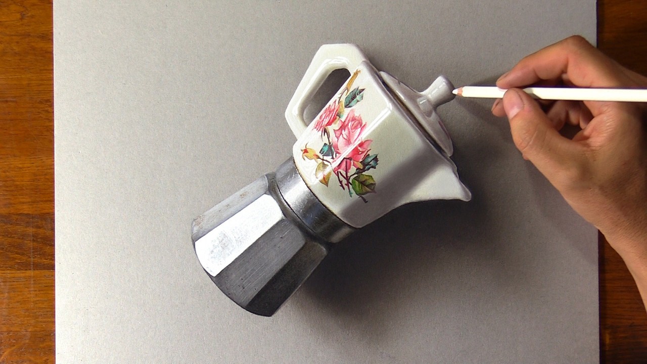 How to draw a moka pot - Time Lapse (long version) - YouTube