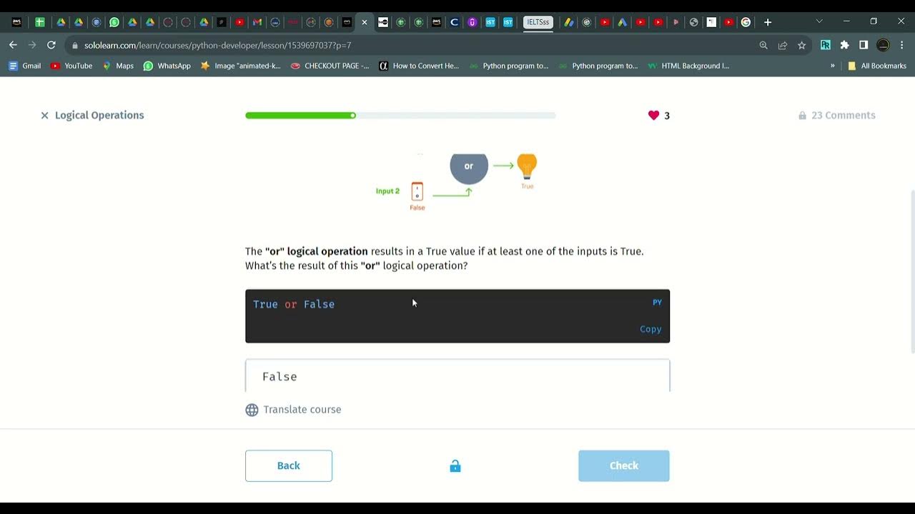 32 Logical Operations Python Developer Sololearn Youtube
