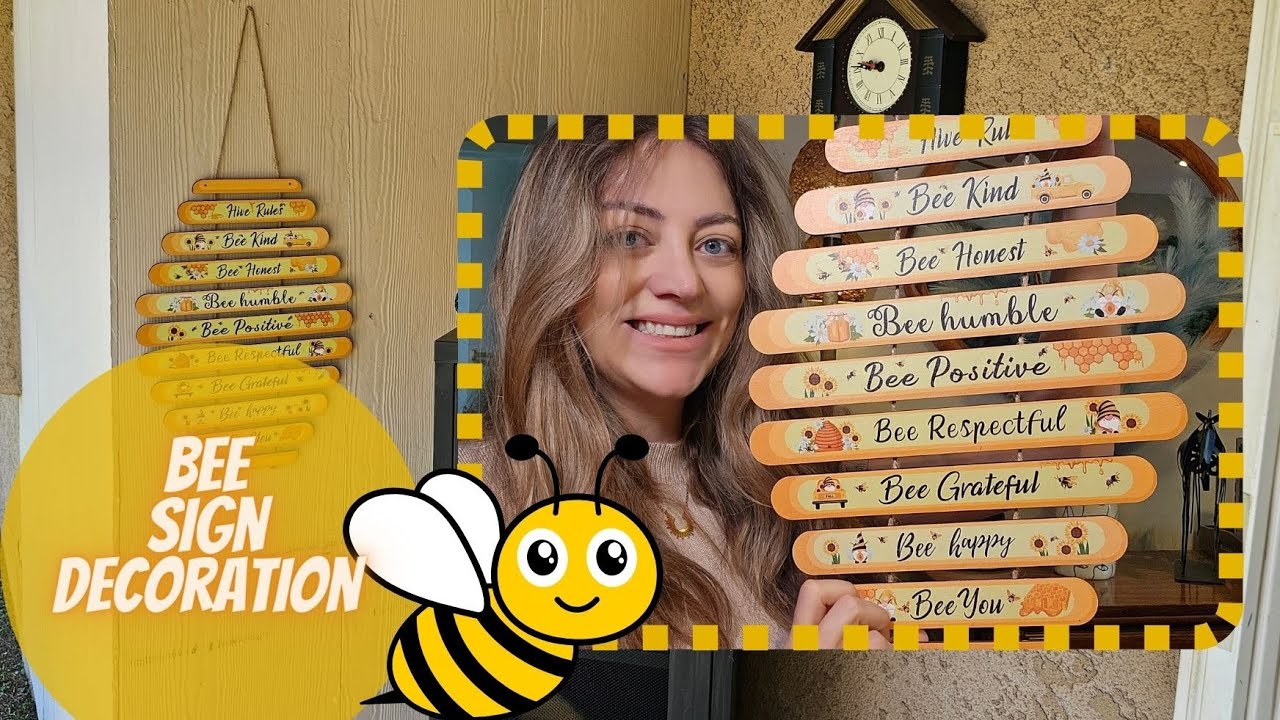 Bee Sign Hive Rules Wall Decor Plaque - YouTube
