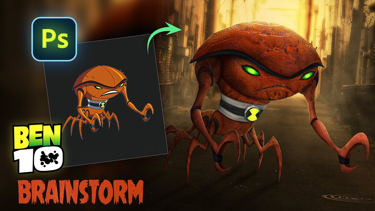 Creating Ben 10 Alien " Brainstorm" Realistic in Photoshop | Ben 10 in ...