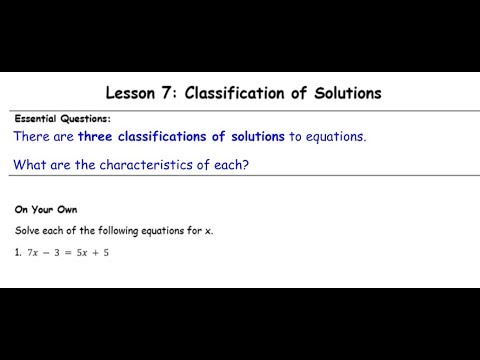 G8M4 Lesson 7 on Classification of Solutions - YouTube