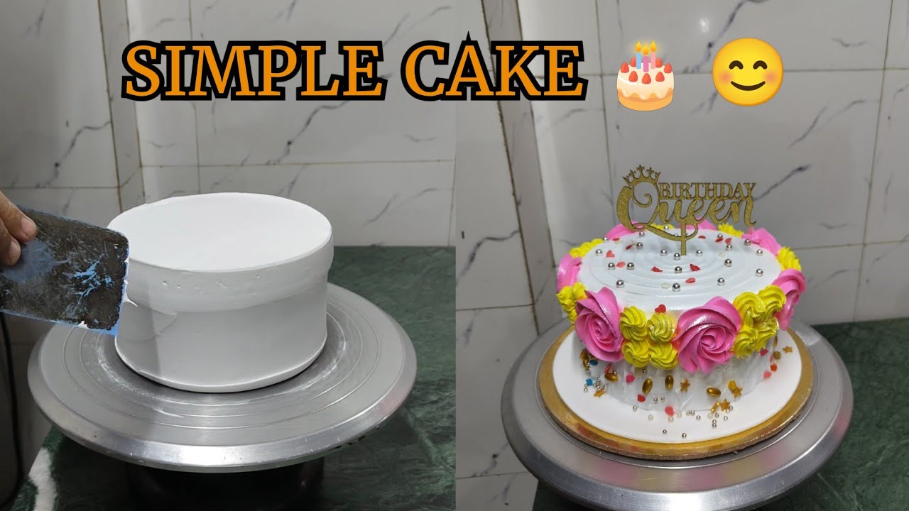 SIMPLE WHIP CREAM CAKE DESIGN - YouTube