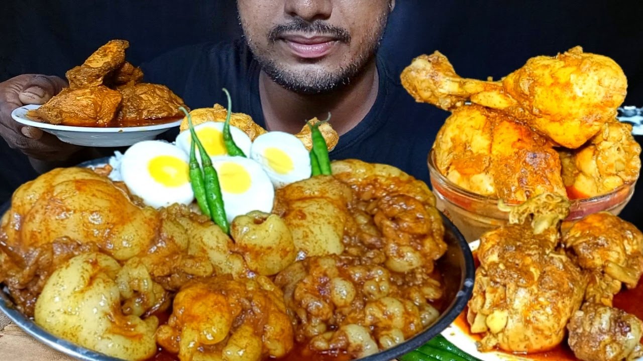 Eating Mutton Fat Curry, Spicy Chicken Curry || Indian Mukbang Show ...