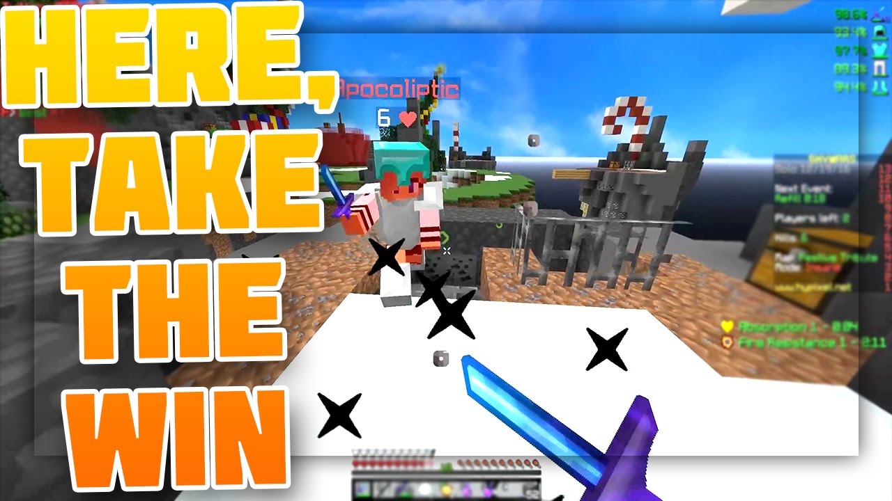 GIVING AWAY THE WIN! (Minecraft Skywars) - YouTube
