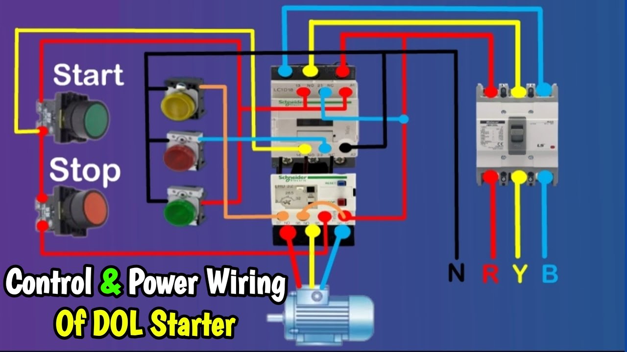 Control and Power Wiring Connection of DOL Starter With 3d Animation ...