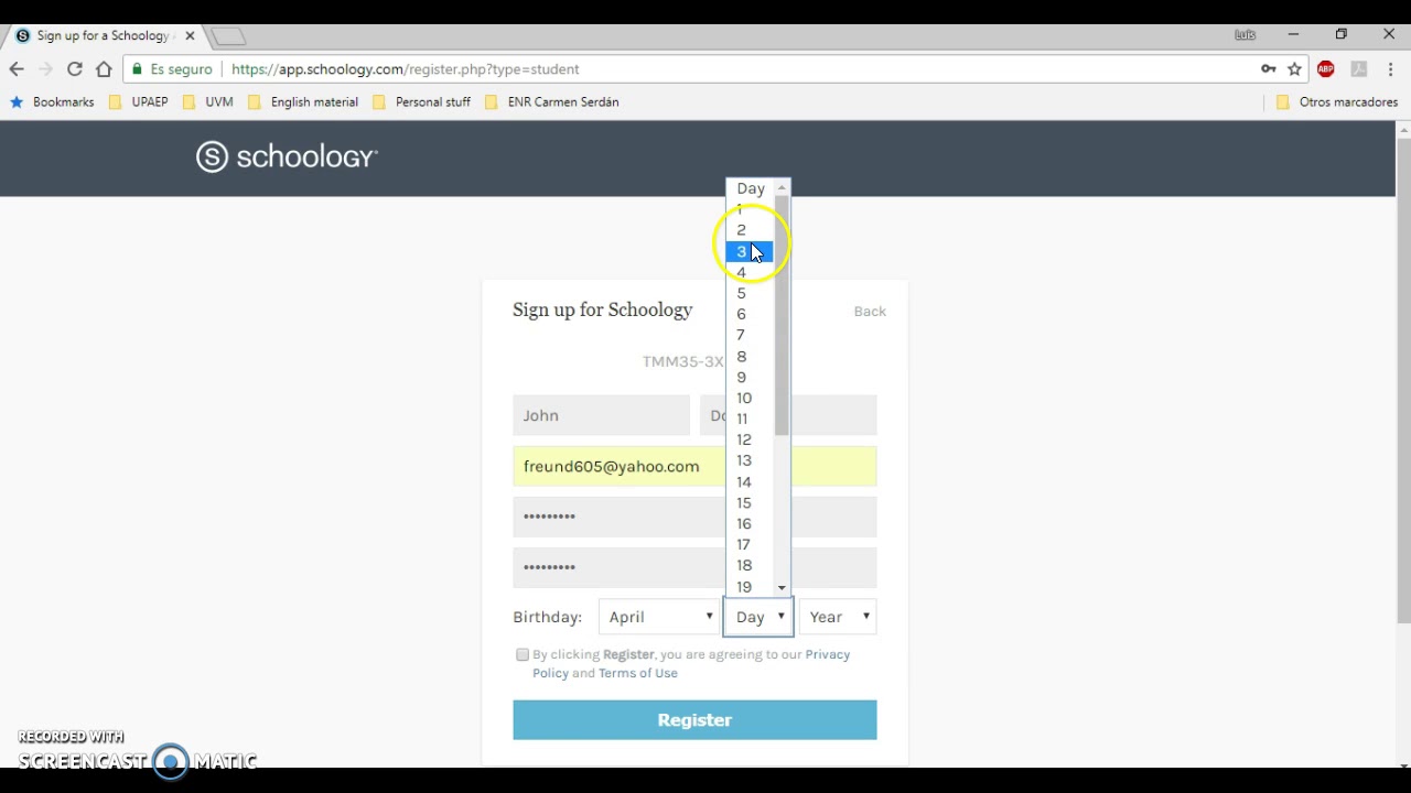 Schoology - Student sign up quick tutorial - YouTube