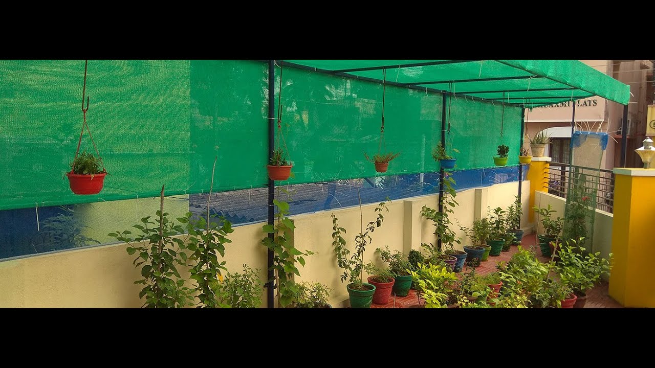 How to make Green Net Shade Garden | low budget and without welding ...