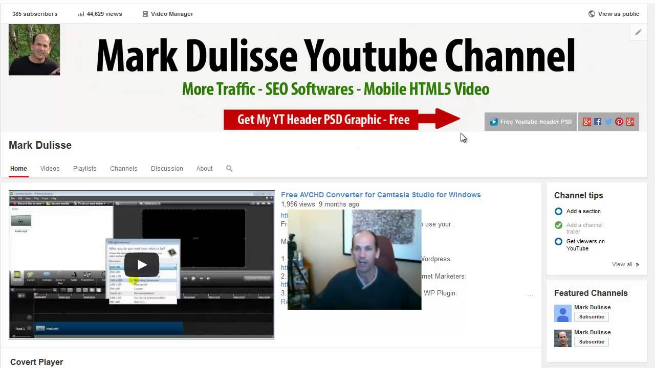 Free Youtube Channel Header Graphic PSD - YouTube