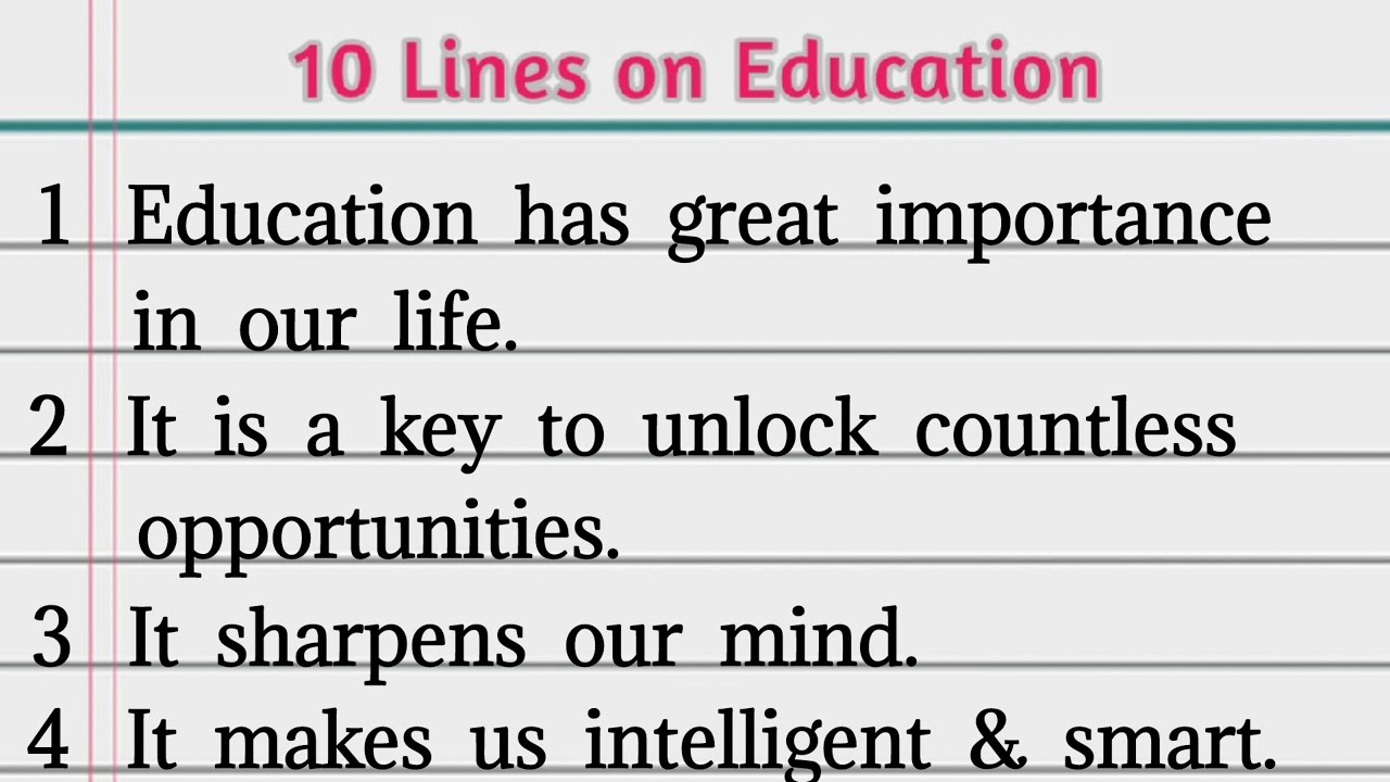 10 lines on Education in English| Eassy on Education in English - YouTube