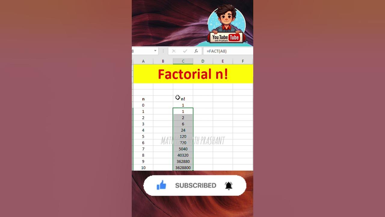 factorial calculation in Excel | n! | #statistics #excel #mathematics #shorts #useful # ...