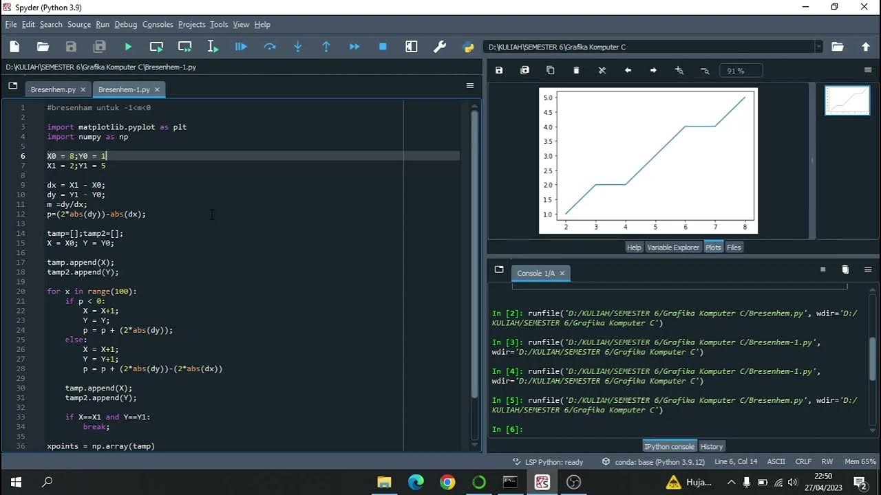Perhitungan Algoritma Bresenham Menggunakan Python - YouTube