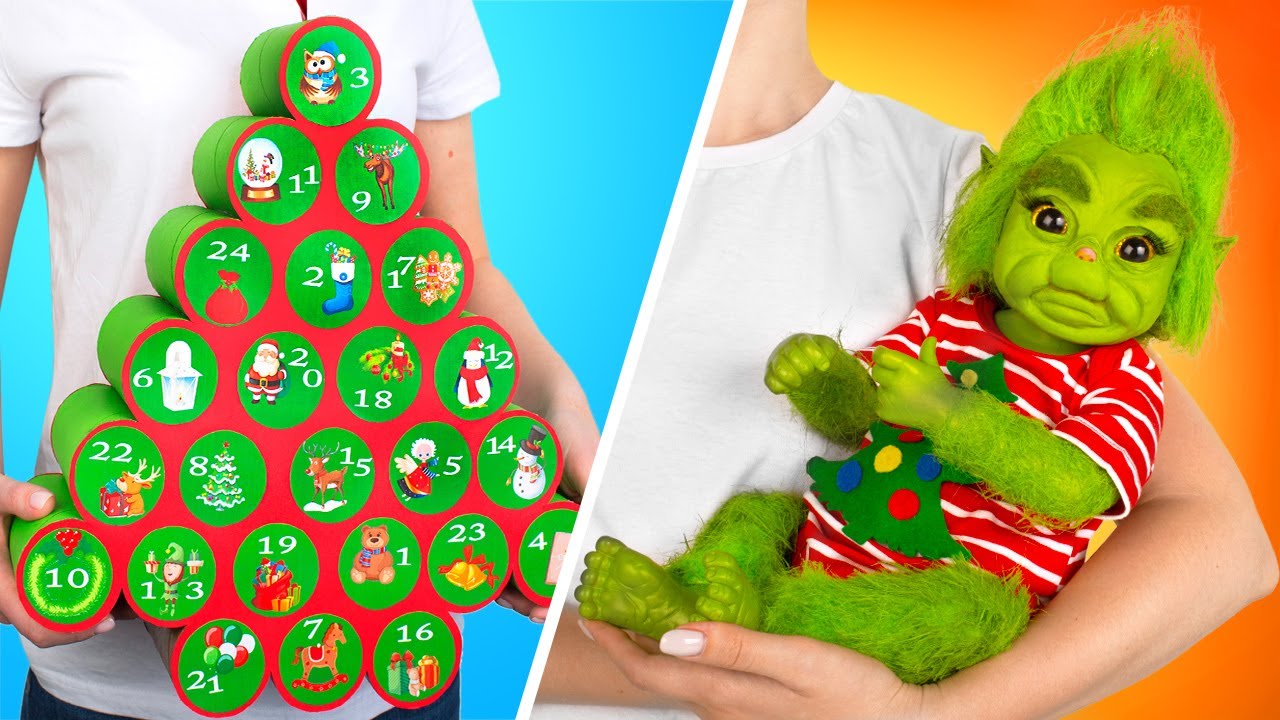Fun DIY Christmas Crafts || How To Make Advent Calendar And Baby Grinch ...