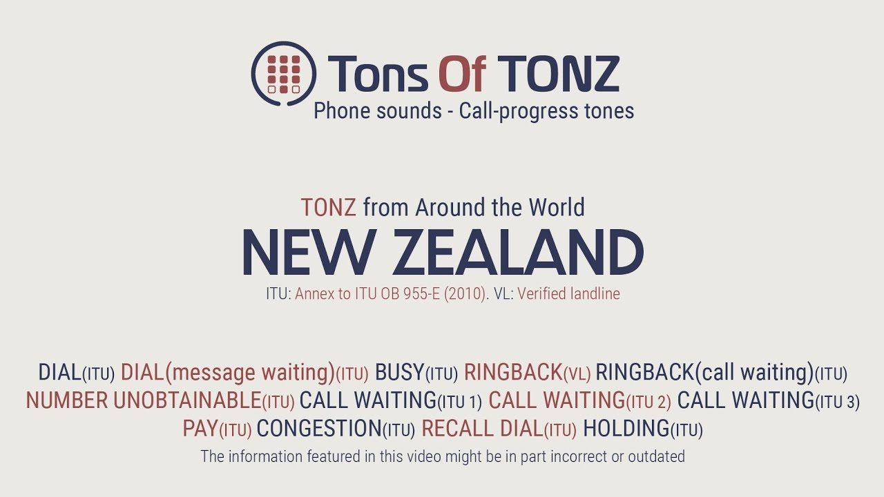 Phone sounds: New Zealand. ALL THE TONES! (Dial, busy, ringback, call ...