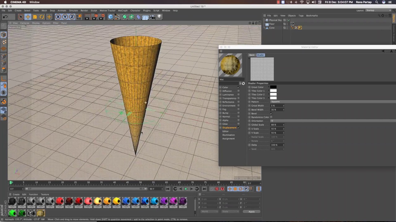 Cinema 4D IceCream Cone Modeling using displacement Tutorial - YouTube