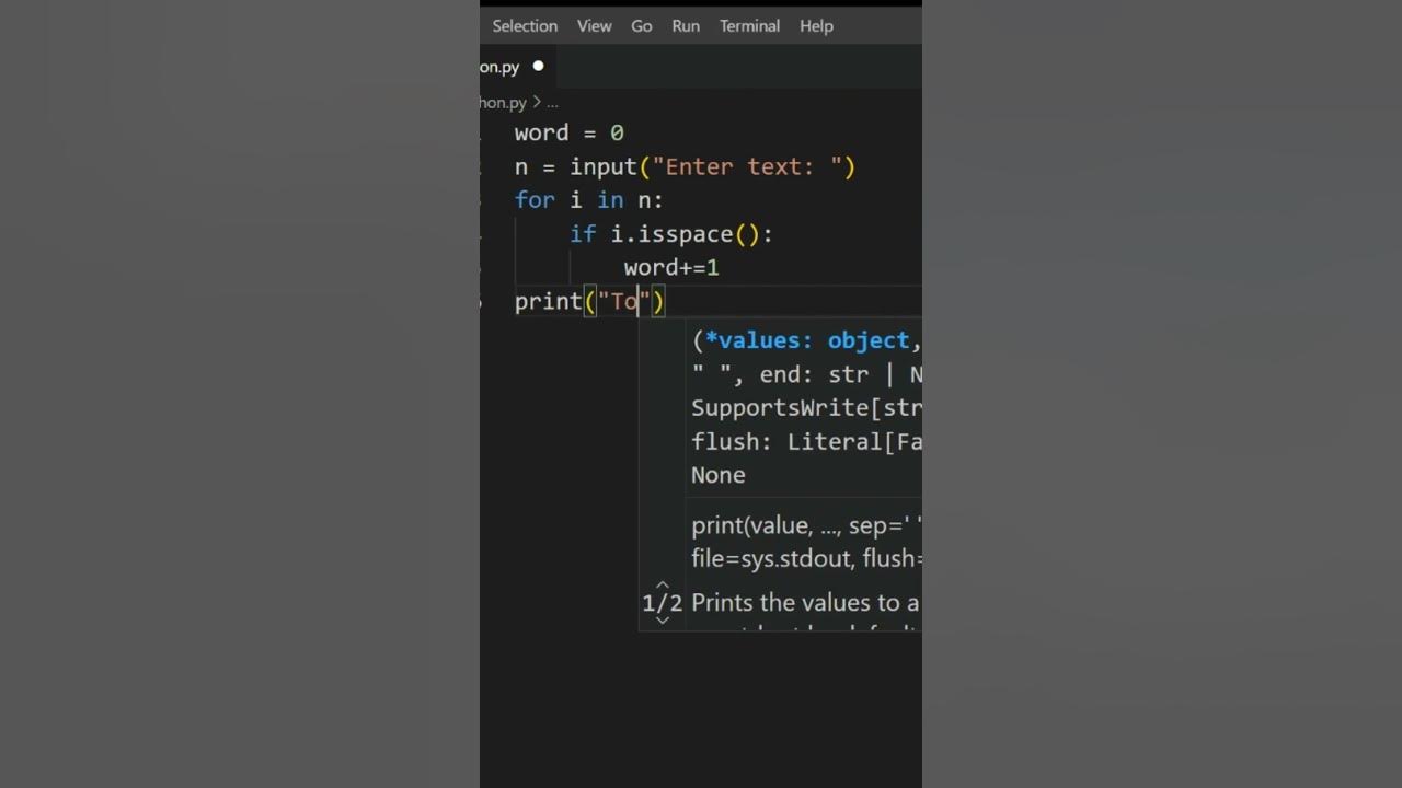 word counter in python #shorts #youtubeshorts - YouTube