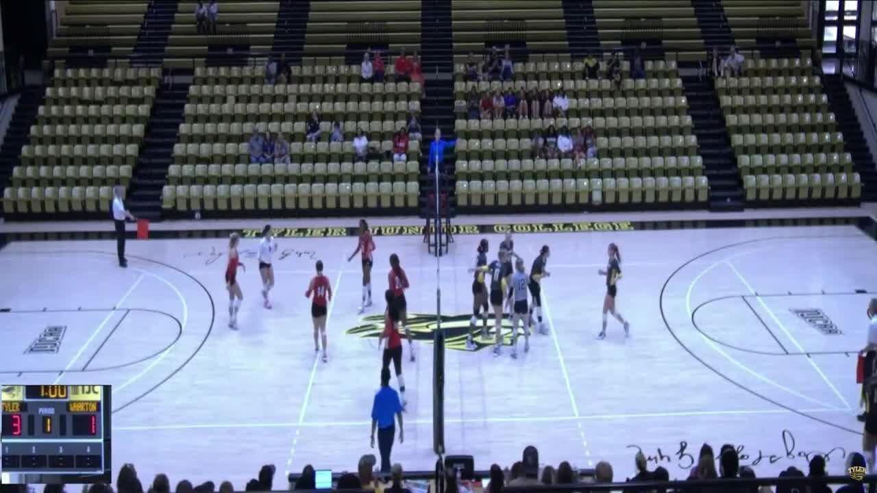 White Oak's Calee Carter scores 13 kills in TJC win - YouTube