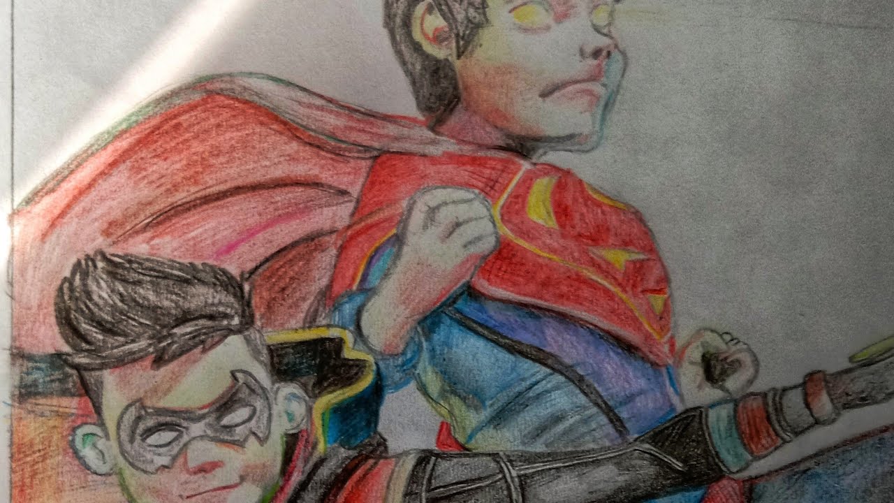 Drawing superboy And Robin - YouTube