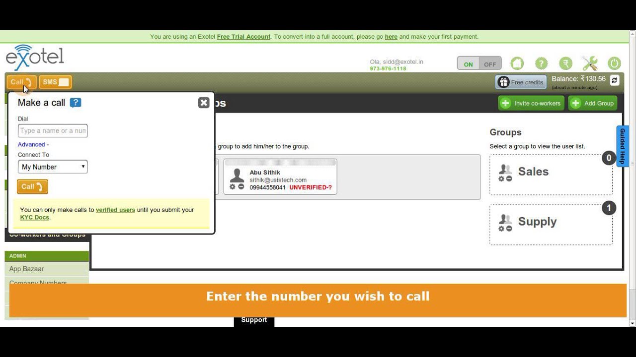 Making a call from Exotel - YouTube