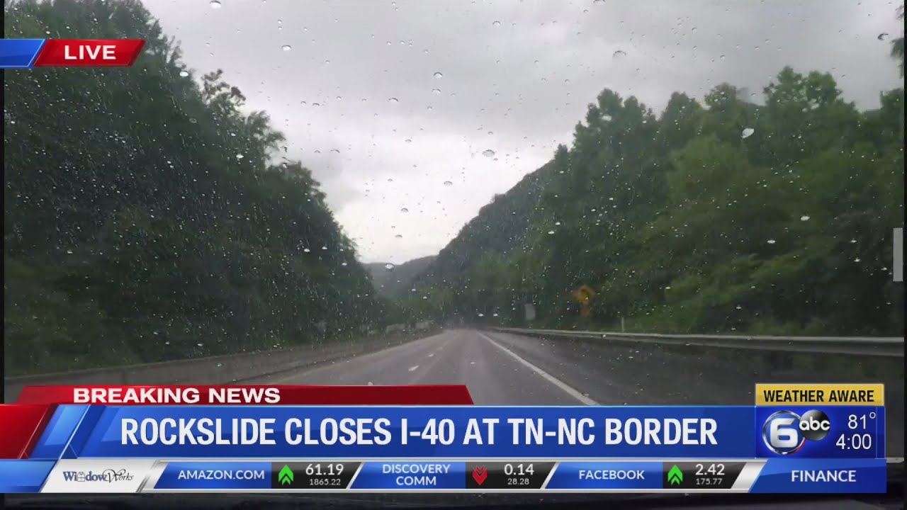 Rockslide closes I-40 at TN-NC border - YouTube