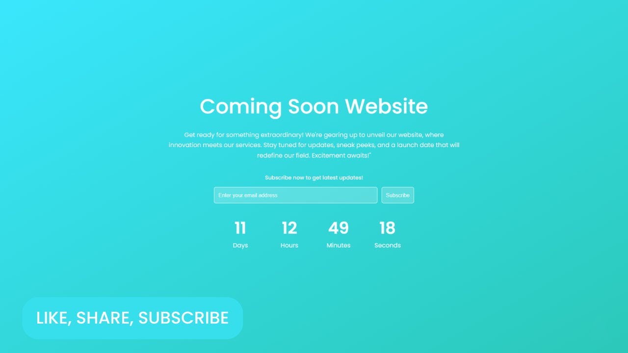 Build an Eye-Catching Coming Soon Page with HTML, CSS & JavaScript! - YouTube