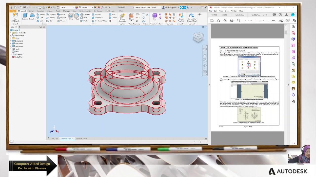9 - Drawing - Create an annotated document in inventor - YouTube