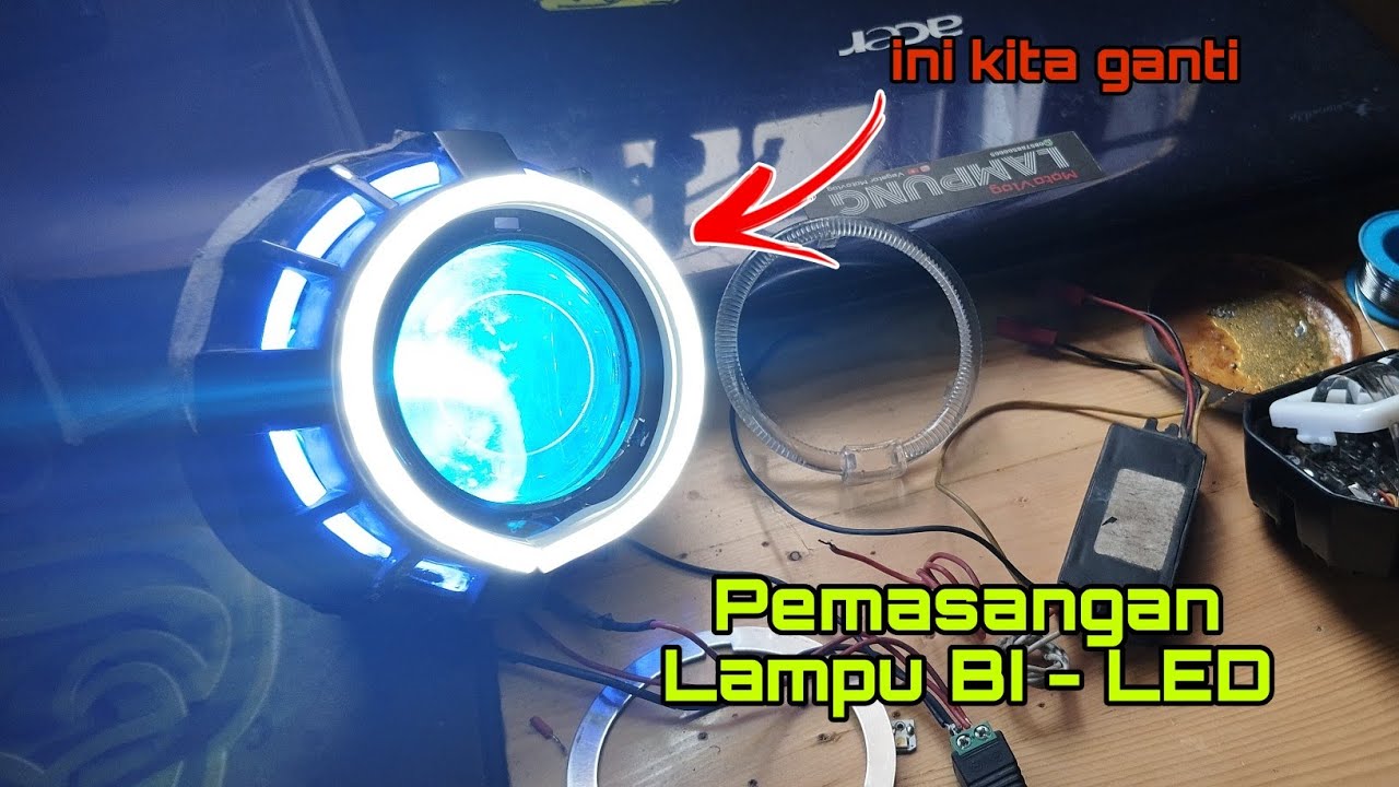 Pemasangan lampu BI LED BUNDAR | LAMPU TURBU AES - YouTube