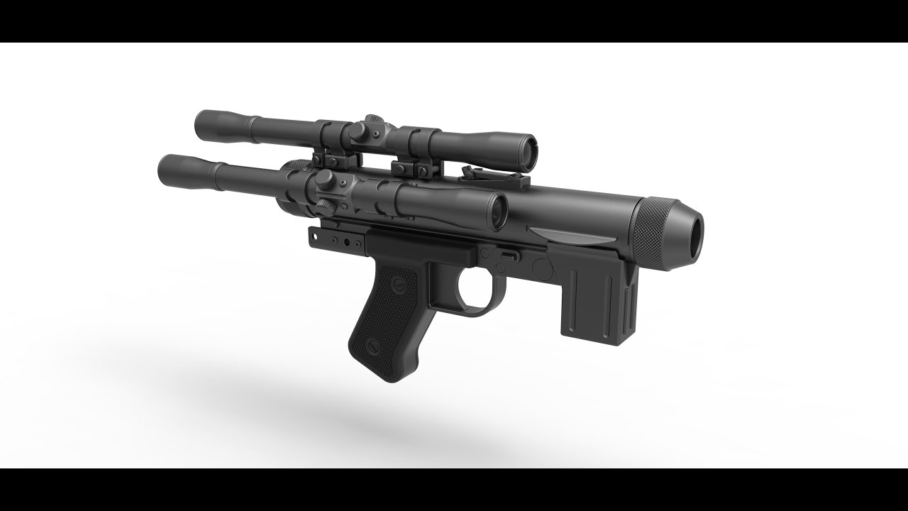 Blaster pistol SE-14C 3D model view from the movie Star Wars A New Hope ...