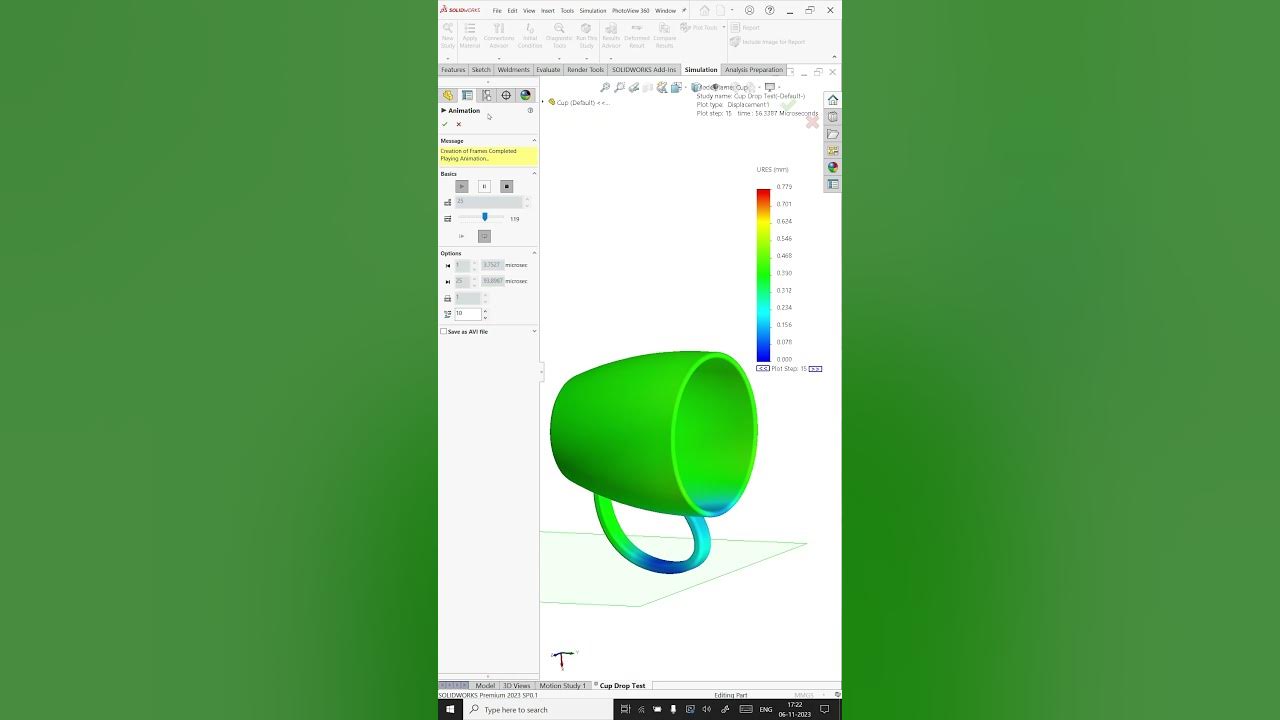 Cup Drop Test Study in Solidworks Simulation #cadcamsolidworks # ...