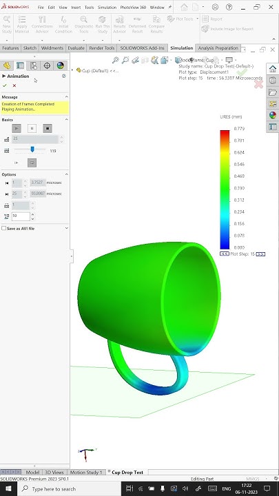 Cup Drop Test Study in Solidworks Simulation #cadcamsolidworks # ...