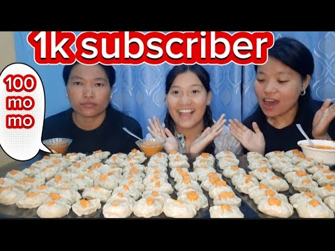100 momo eating challenge food challenge chicken 🐔 momo with beautiful ladies - YouTube