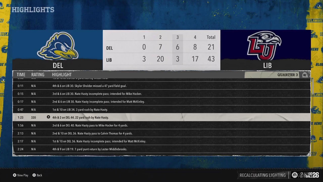 CFB 26 Dynasty Mode Delaware @ Liberty(Week 4) - YouTube