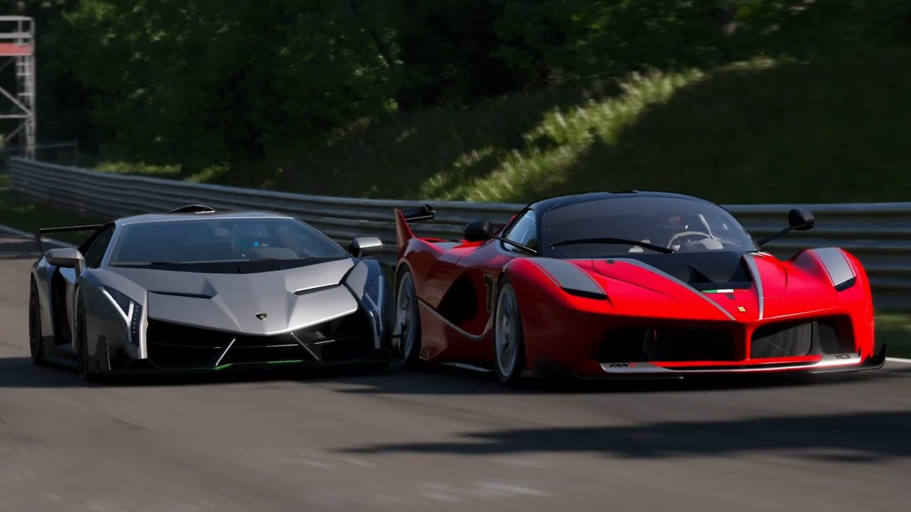 Lamborghini Veneno vs Ferrari FXX K at Nurburgring Nordschleife ...