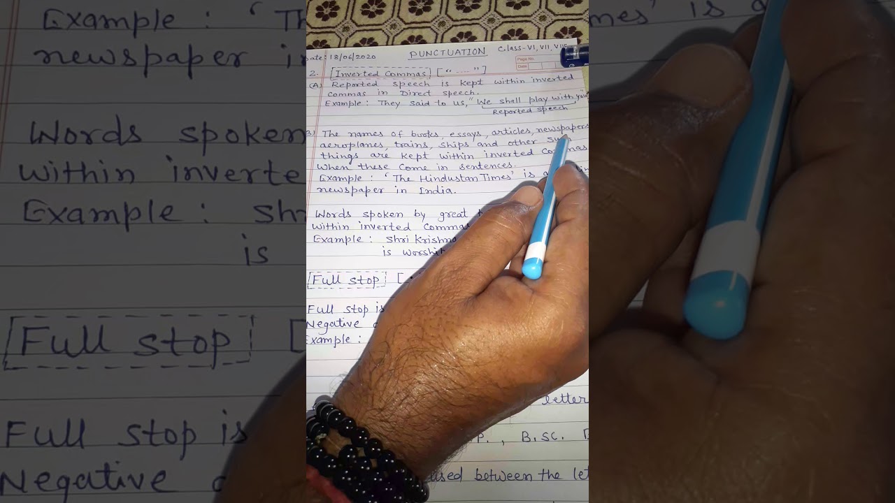 Punctuation (Use of Inverted Commas & Full Stop) Class-6th,7th & 8th By ...