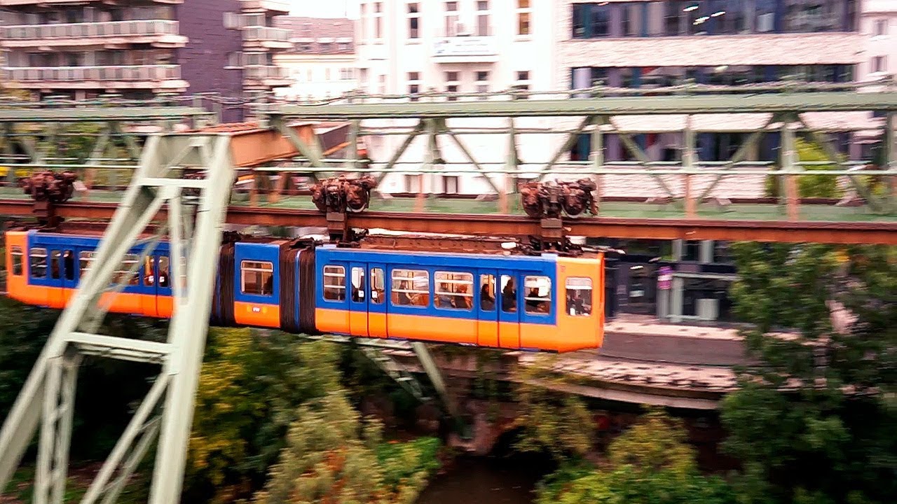 The Unique Suspension Train in Wuppertal, Germany. Floating Up High ...