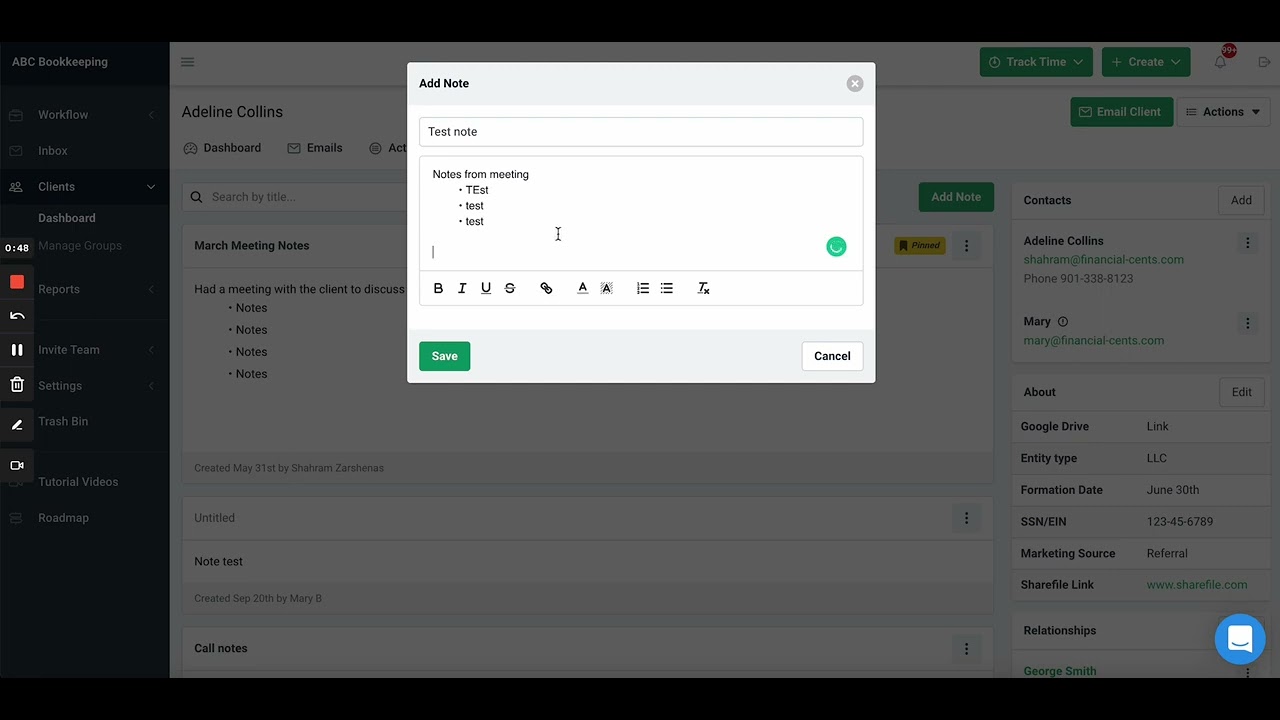 Accounting Client Management Software: Adding client notes In Financial ...