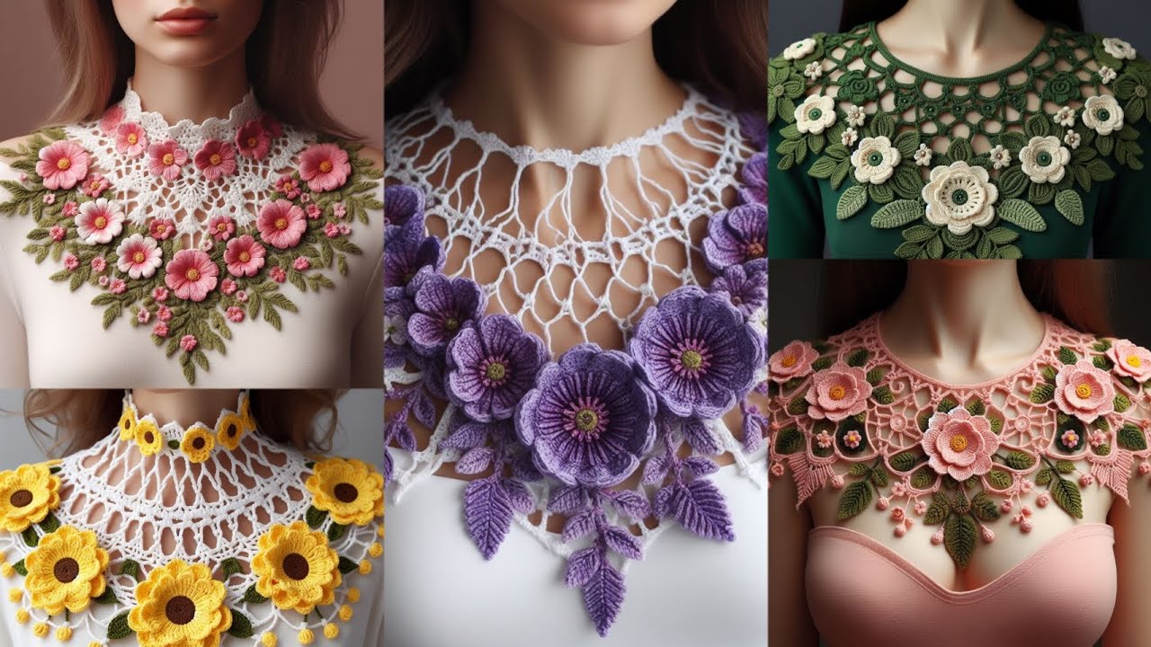 Pretty & Unique Crochet Neckline Designs - YouTube