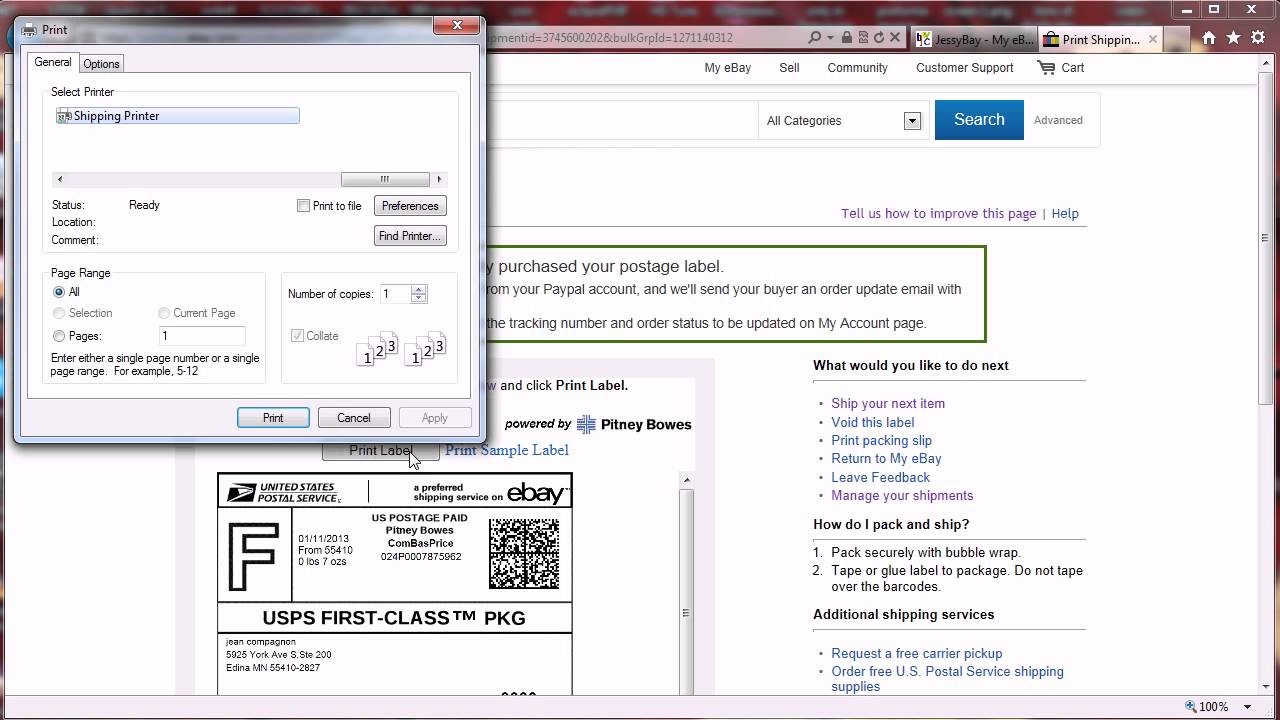 small bug in ebay shipping label flow - YouTube