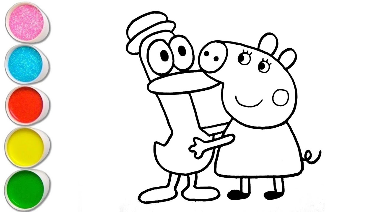 Cute Pato with Peppa Pig Drawing, Painting and Coloring For Kids and ...