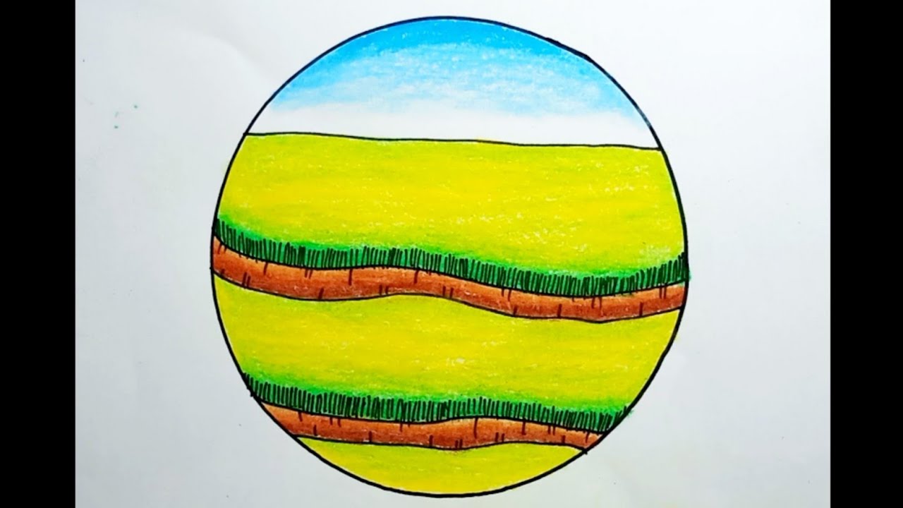 How To Draw Easy Scenery Rice Field For Kids |Drawing Rice Field ...